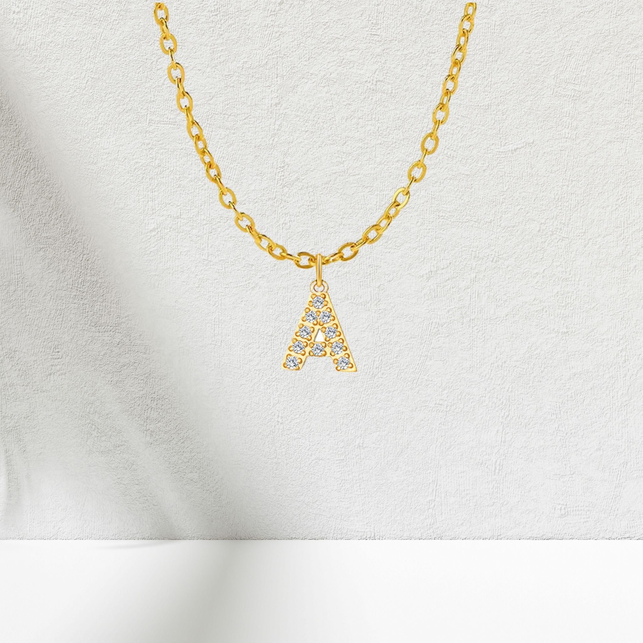 Personalized Pave Diamond Letter Necklace Diamond Encrusted Custom ...