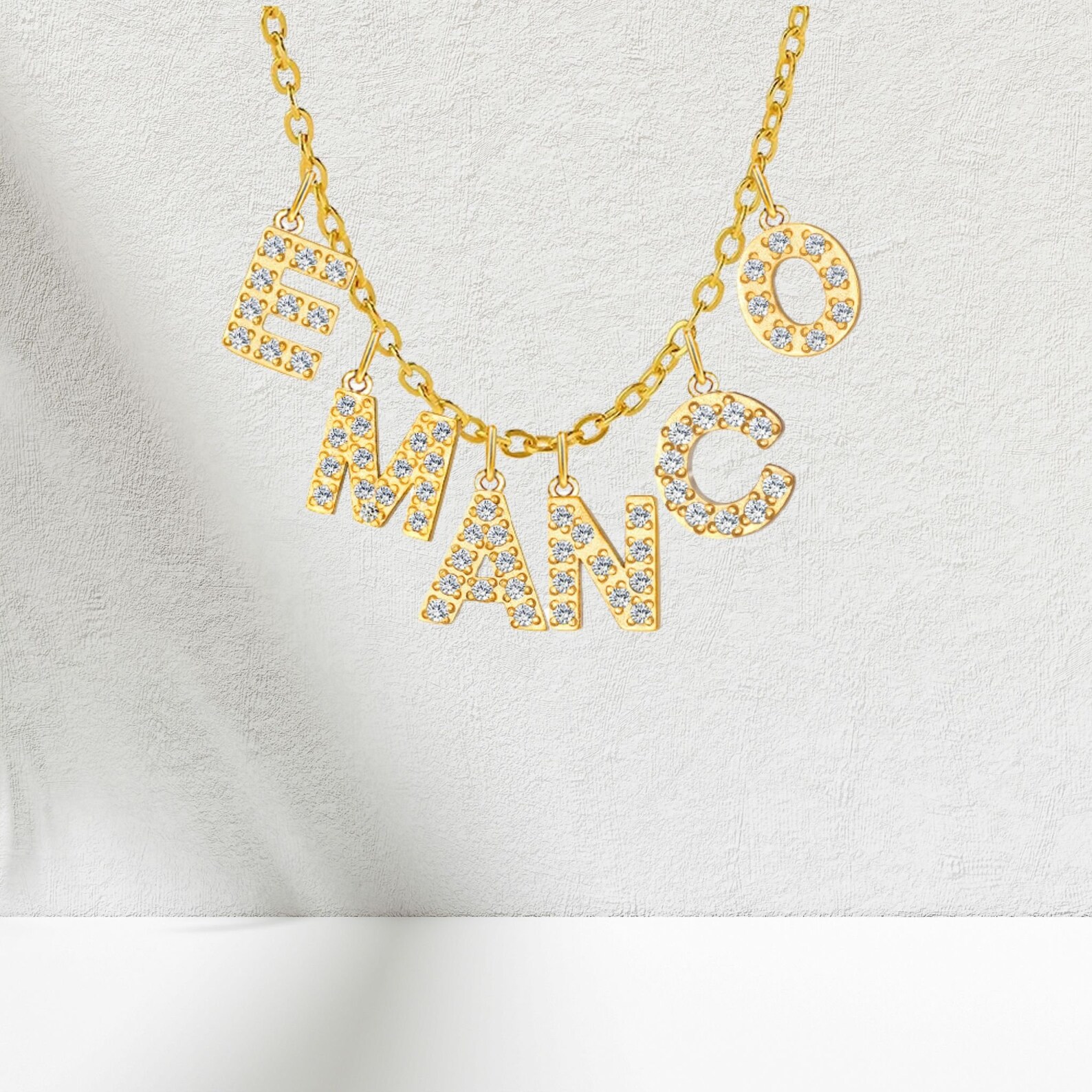 Personalized Pave Diamond Letter Necklace Diamond Encrusted Custom ...