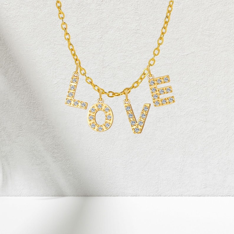 Personalized Pave Diamond Letter Necklace Diamond Encrusted Custom ...