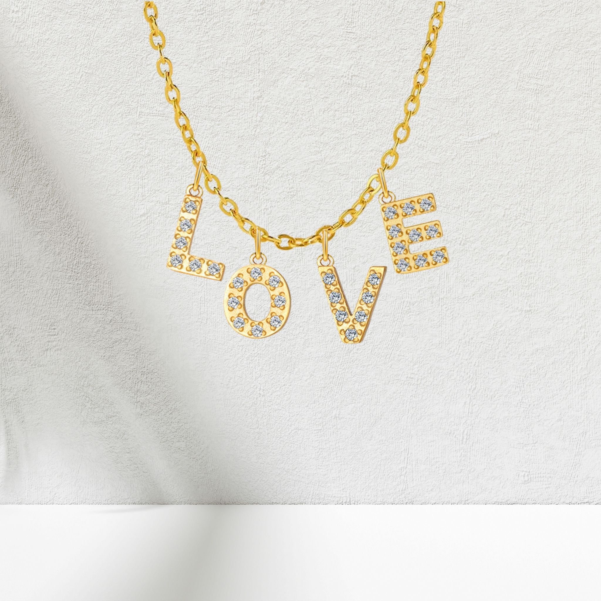 Personalized Pave Diamond Letter Necklace Diamond Encrusted Custom ...