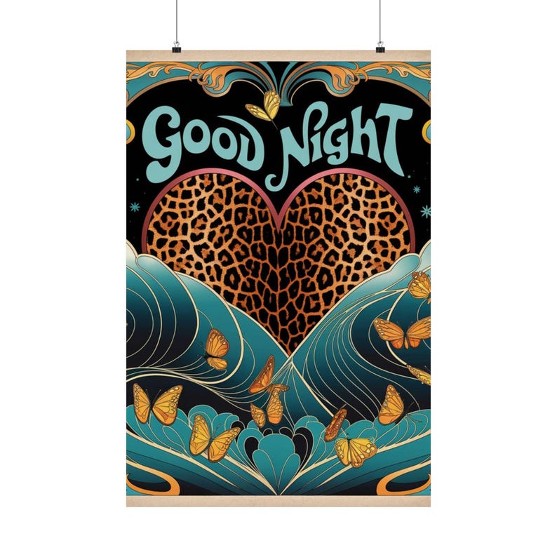 Vertical Poster Good Night, Matte Poster Print, Bedroom Wall Art, Home ...