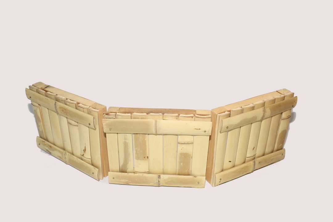 Giant Bamboo and Wood Divider, Gold-coloured Nails and Wooden Joints ...