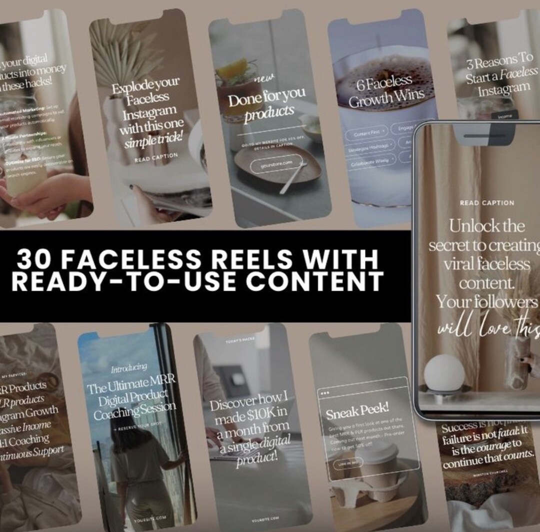 30 Faceless Reels – Ready-to-use Instagram Content (master Resell ...