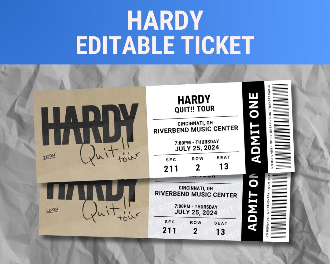 Editable Hardy Concert Ticket, Quit Tour 2024, Memorabilia, Surprise ...