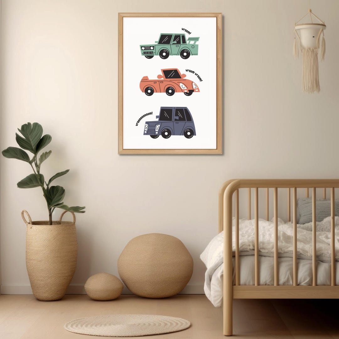 Boy's Car Digital Wall Poster, Boy's Digital Wall Poster, Boy's Cute ...