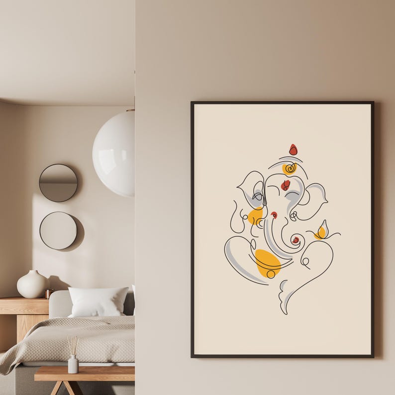 Ganesha Line Art Print: Minimalist Hindu Decor (digital Download) - Etsy