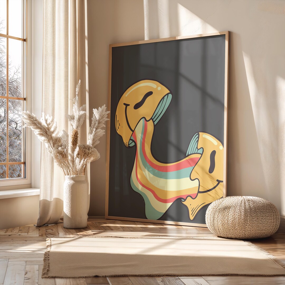 Psychedelic Smiley Face Digital Poster, Unique Printable Art for ...