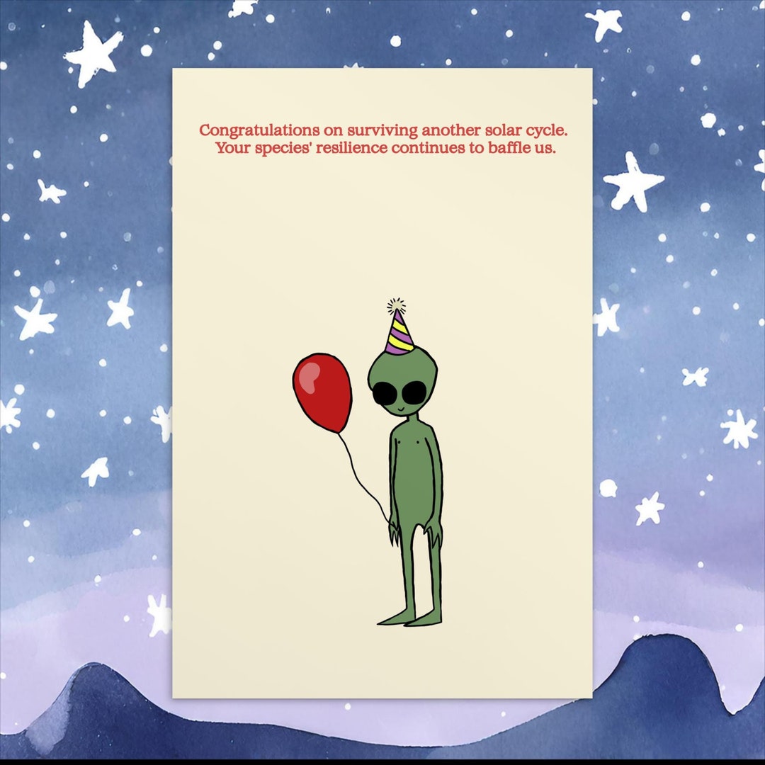 Happy Birthday Alien Card, Postcard, Letter | Personalized Card ...
