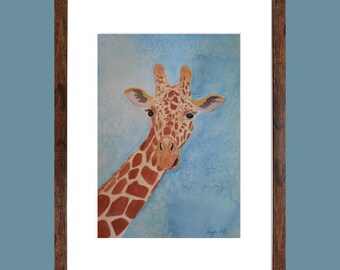 Giraffe Family With Baby, Original Painting, Running Giraffe, African ...