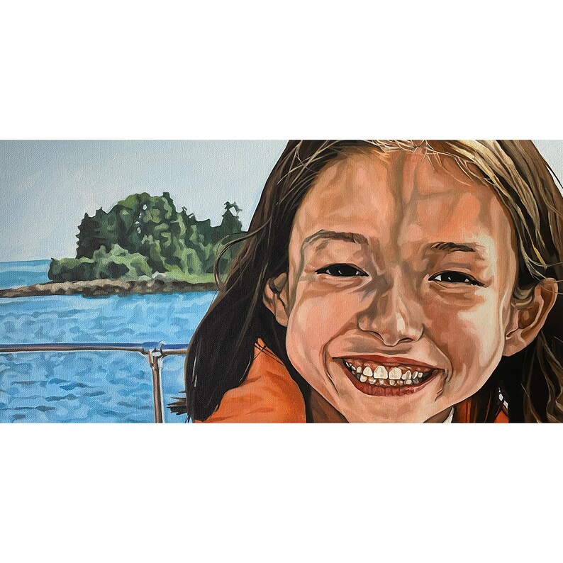 Toothy Grin: Original Fine Art Oil Painting on Canvas, Childhood ...