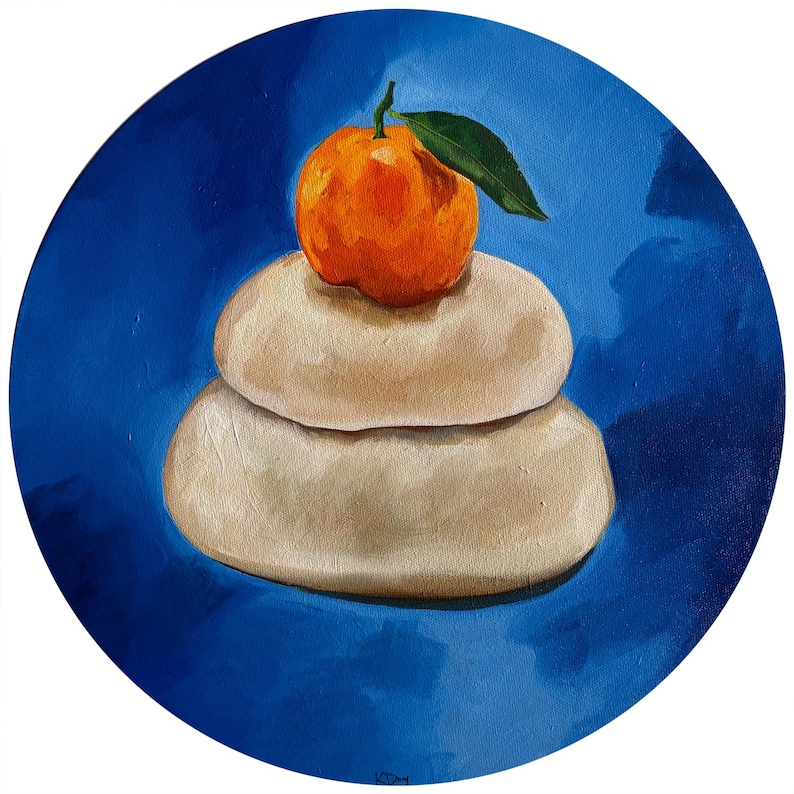 Kagami Mochi: Original Oil Painting on Canvas - Japanese New Year Art ...