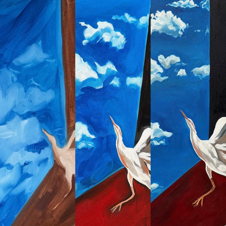 Courage to Fly: Original Oil Painting on Canvas - Bird Taking off Into ...