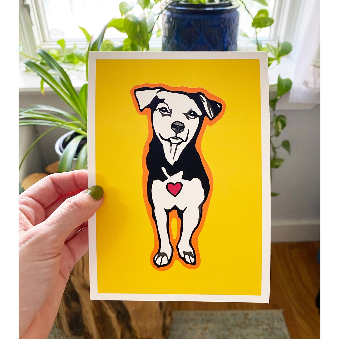 Tink Dog Art Print: Dog Love Pibble Mix Happy Joyful Pitbull Mutt ...