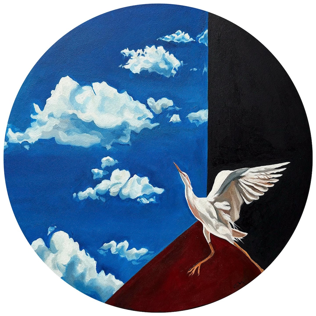Courage to Fly: Original Oil Painting on Canvas - Bird Taking off Into ...