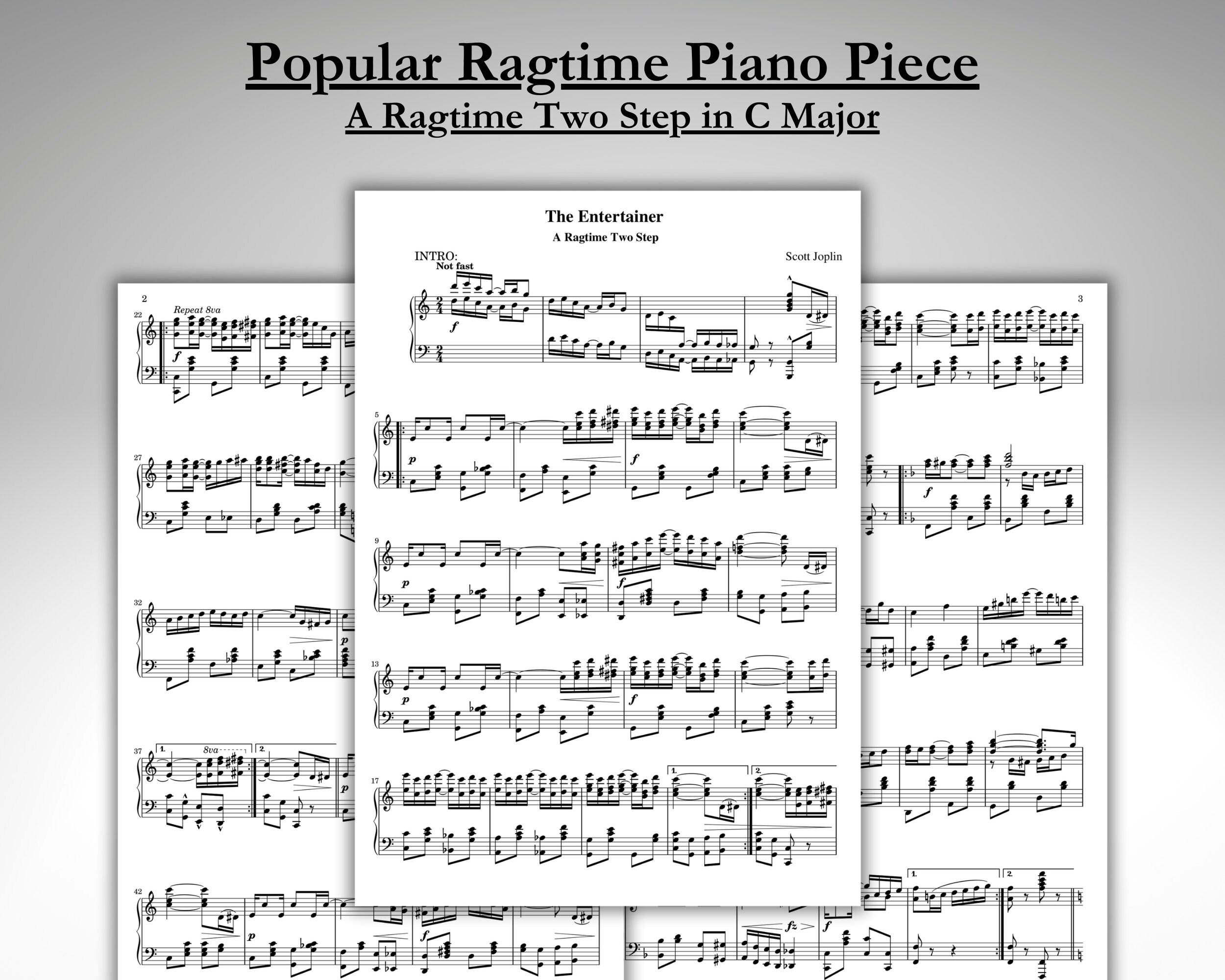 Scott Joplin the Entertainer Sheet Music, Piano Sheet Music, Ragtime ...