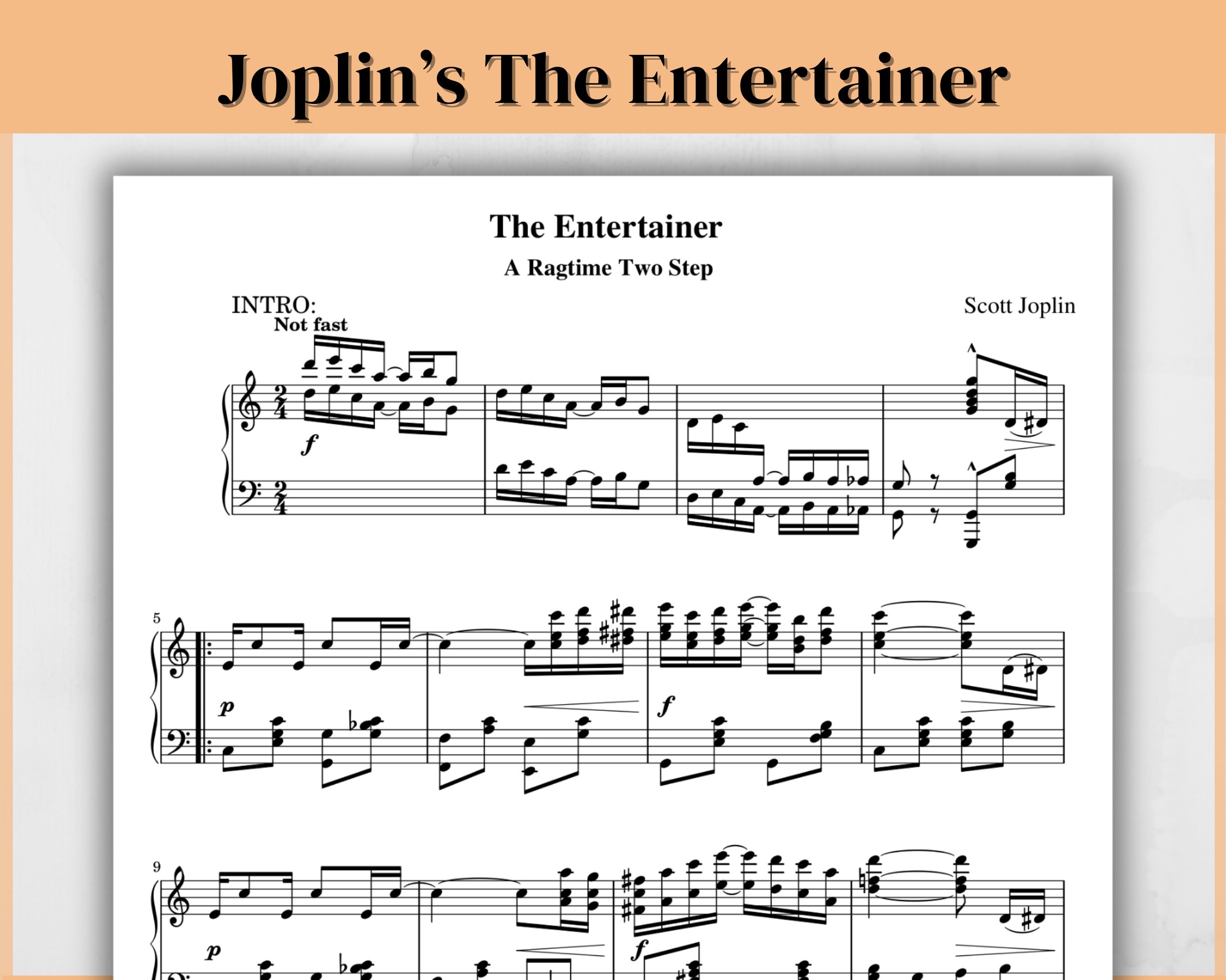 Scott Joplin the Entertainer Sheet Music, Piano Sheet Music, Ragtime ...