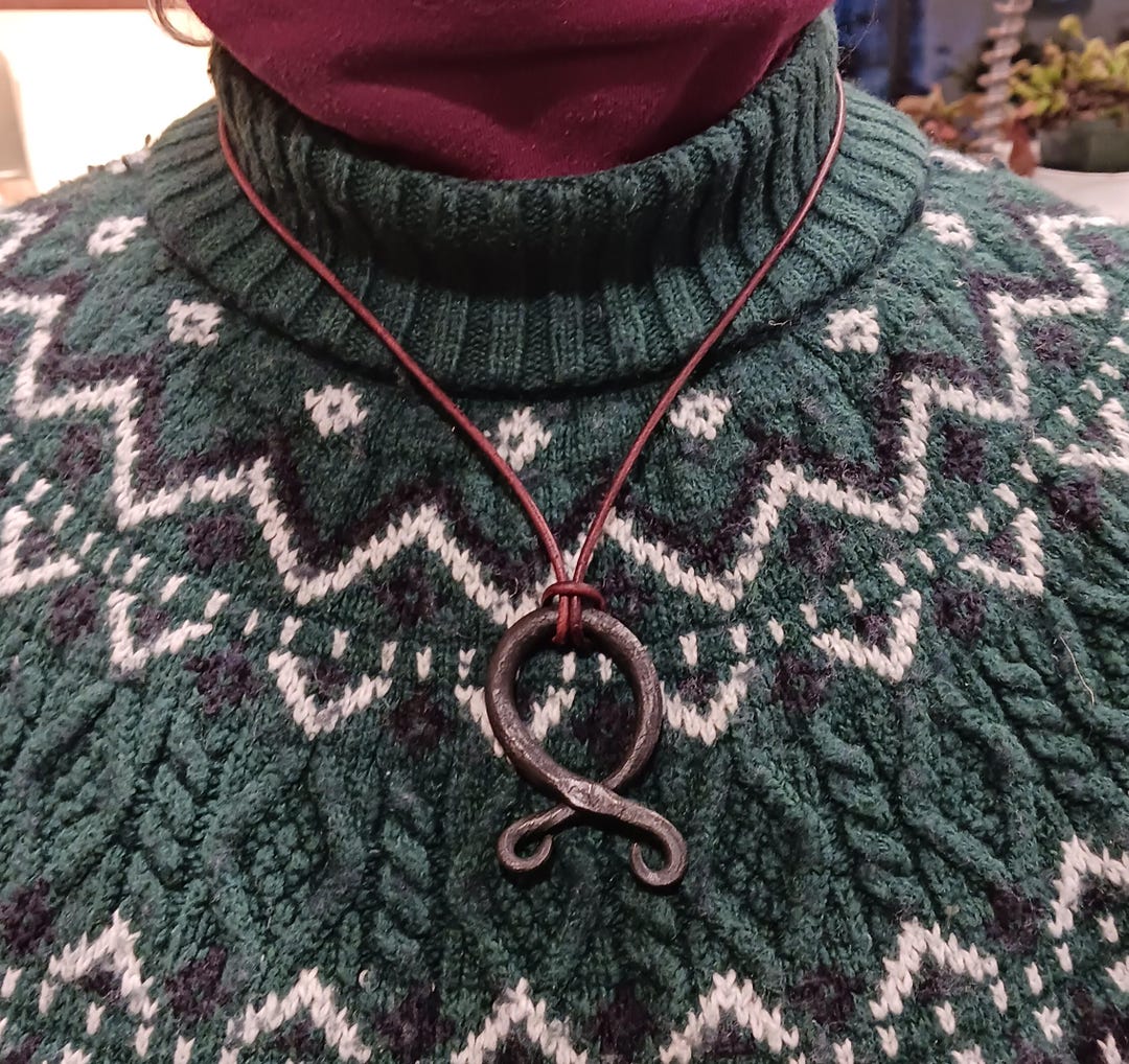 Hand Forged Troll Cross Charm With Adjustable Leather Cord Necklace. - Etsy