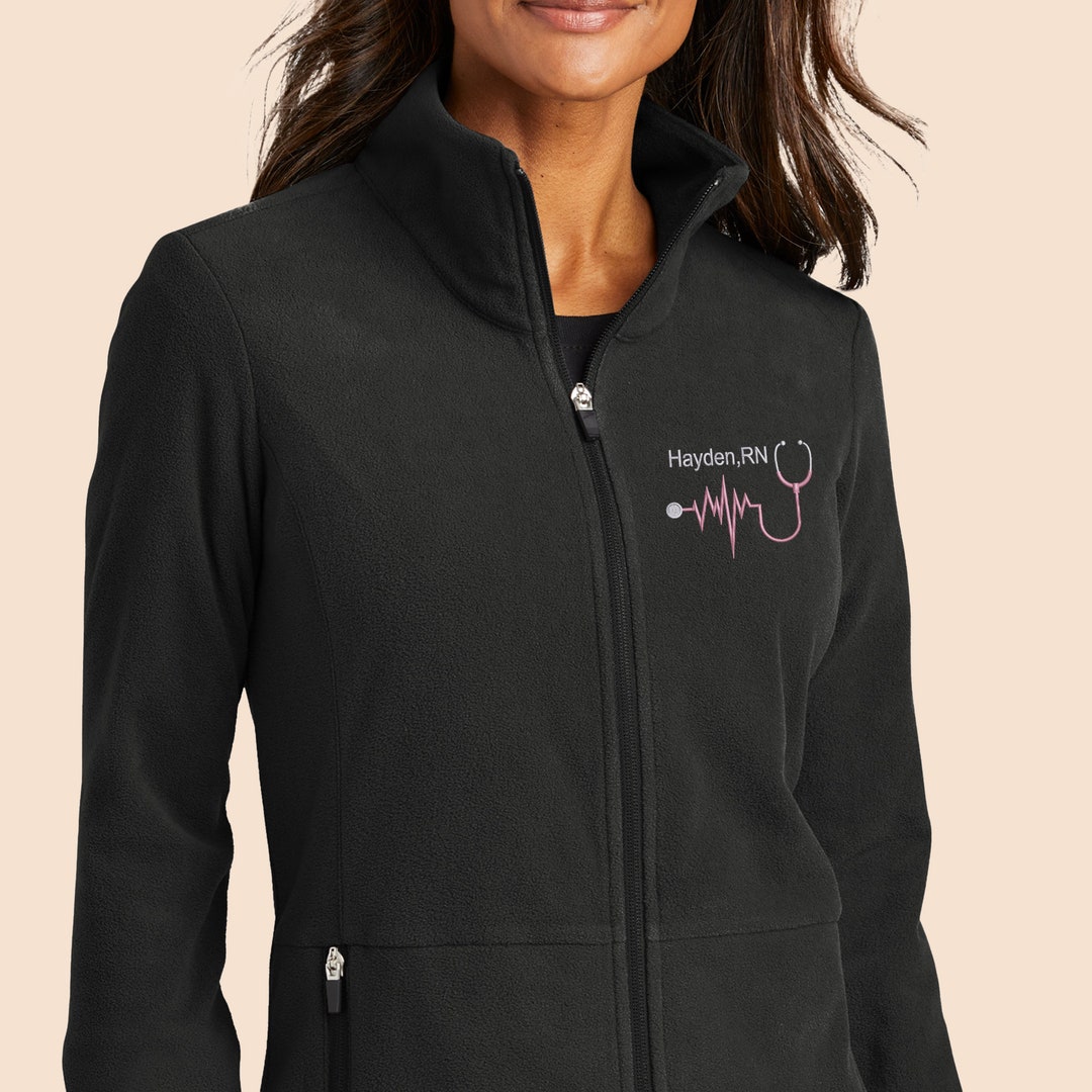 Custom Nurse Fleece Jacket, Embroidered Nurse Name Rn Zip up Sweatshirt ...