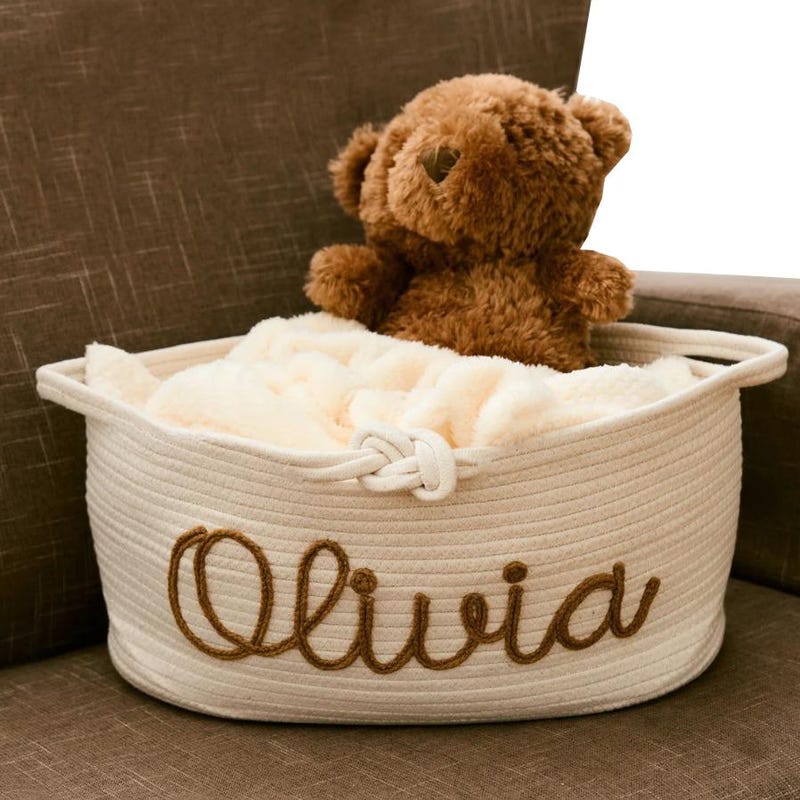 Embroidered Rope Baskets - Etsy