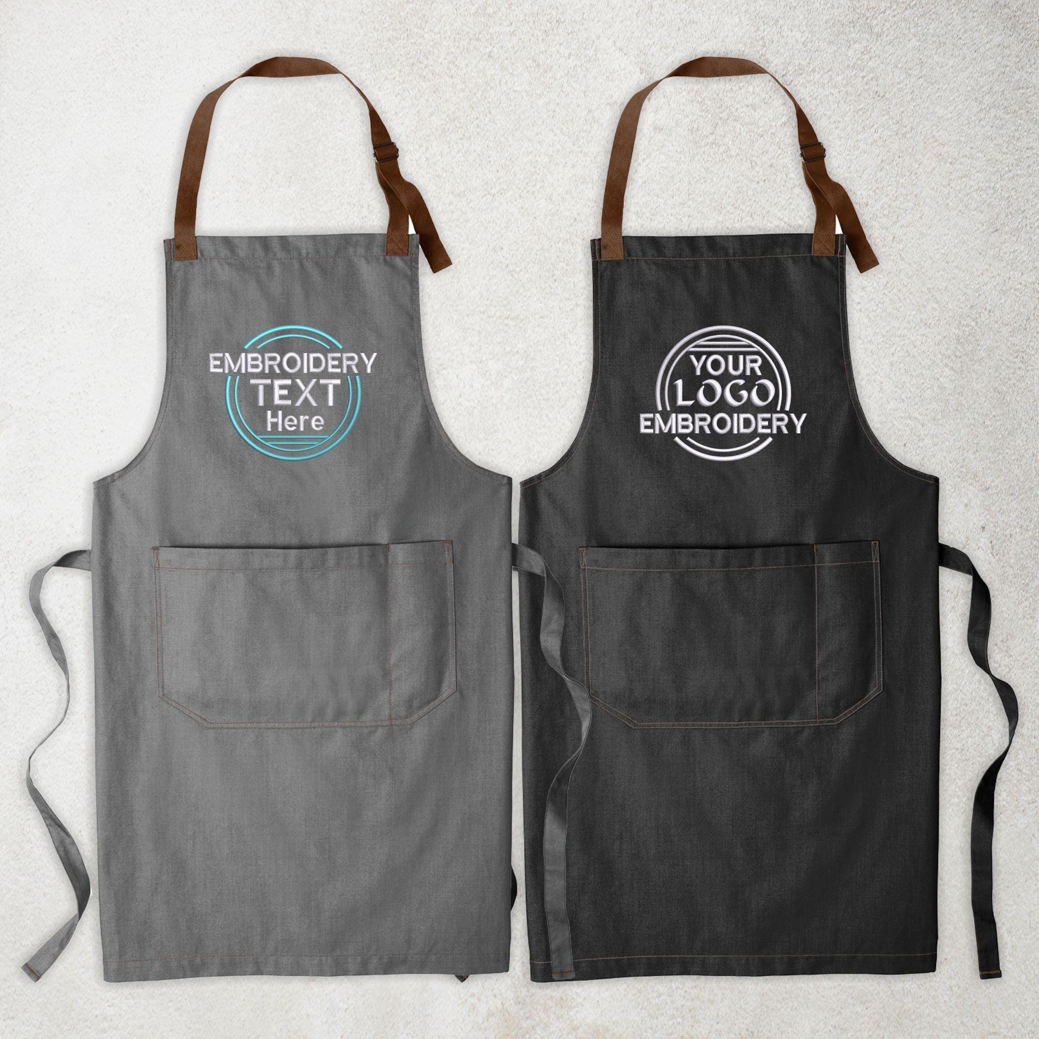 Custom Logo Embroidered Aprons, Personalized Text Kitchen Chef Cooking ...