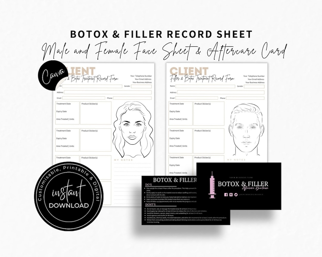 BOTOX Client Record, Filler Client Record, BOTOX Chart, Filler Chart ...