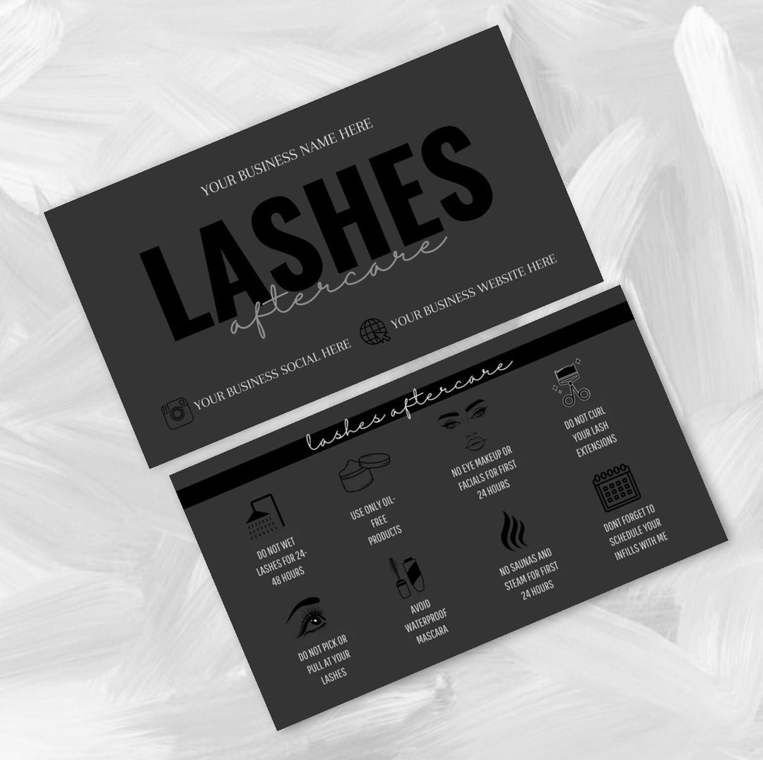 Editable Lash Aftercare Card Template, Lash Extension Card, Eyelash ...