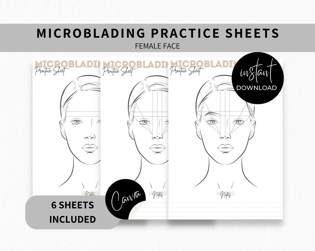 Eyebrow Mapping Practice Sheets, Microblading Pattern Printable ...
