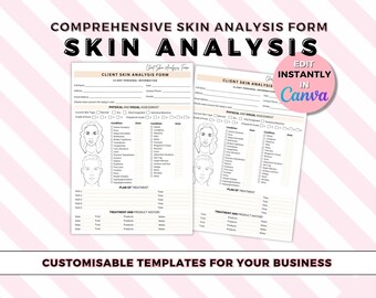 Skin Analysis Form Template, Skincare Template, Esthetician Facial ...