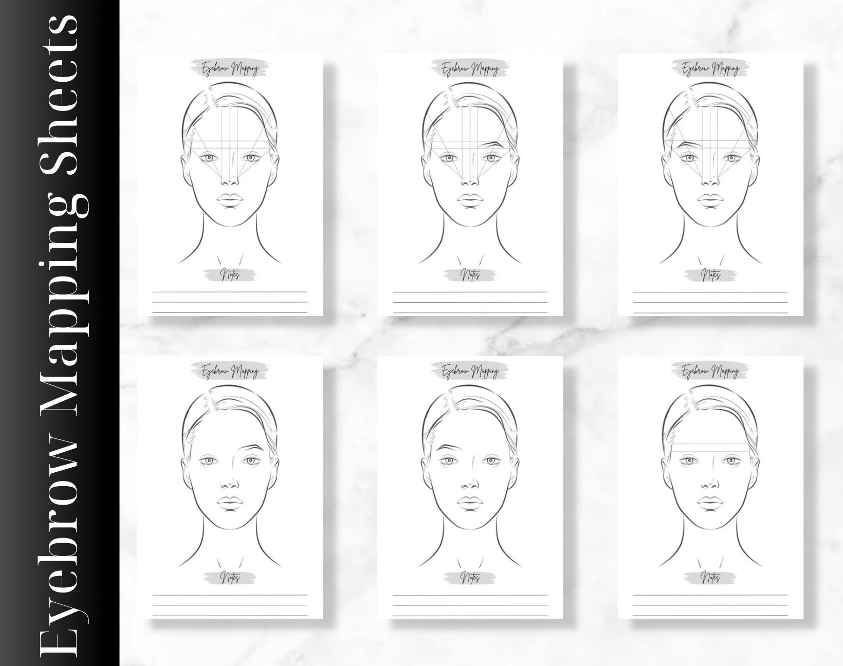 Eyebrow Mapping Practice Sheets, Microblading Pattern Printable ...