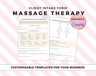 Massage Client Intake and Consent Forms Editable, Client Intake Form, Massage Therapist Forms ...