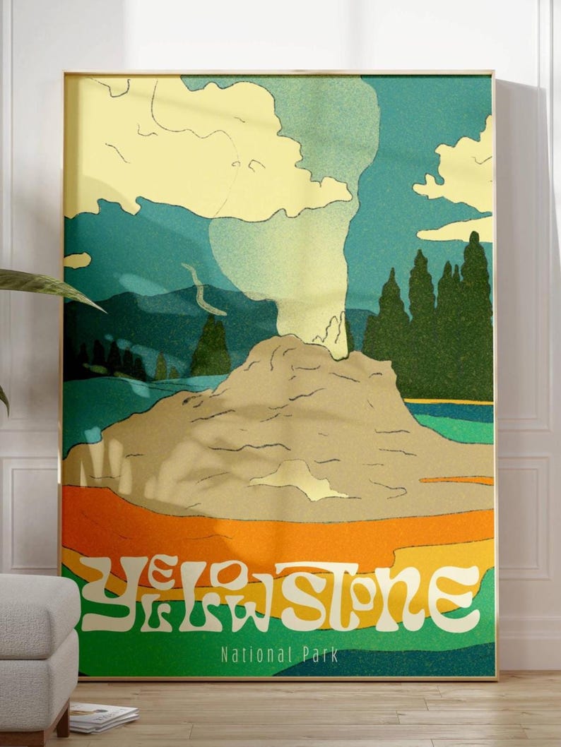Yellowstone National Park Poster (digital Download): Hand-drawn Old ...