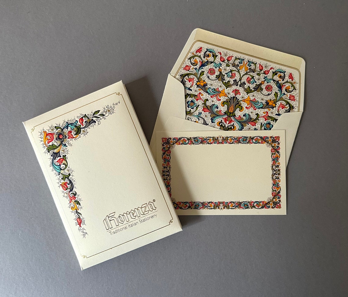 Italian Stationery by Rossi 10 Flat Note Cards With Matching Lined ...