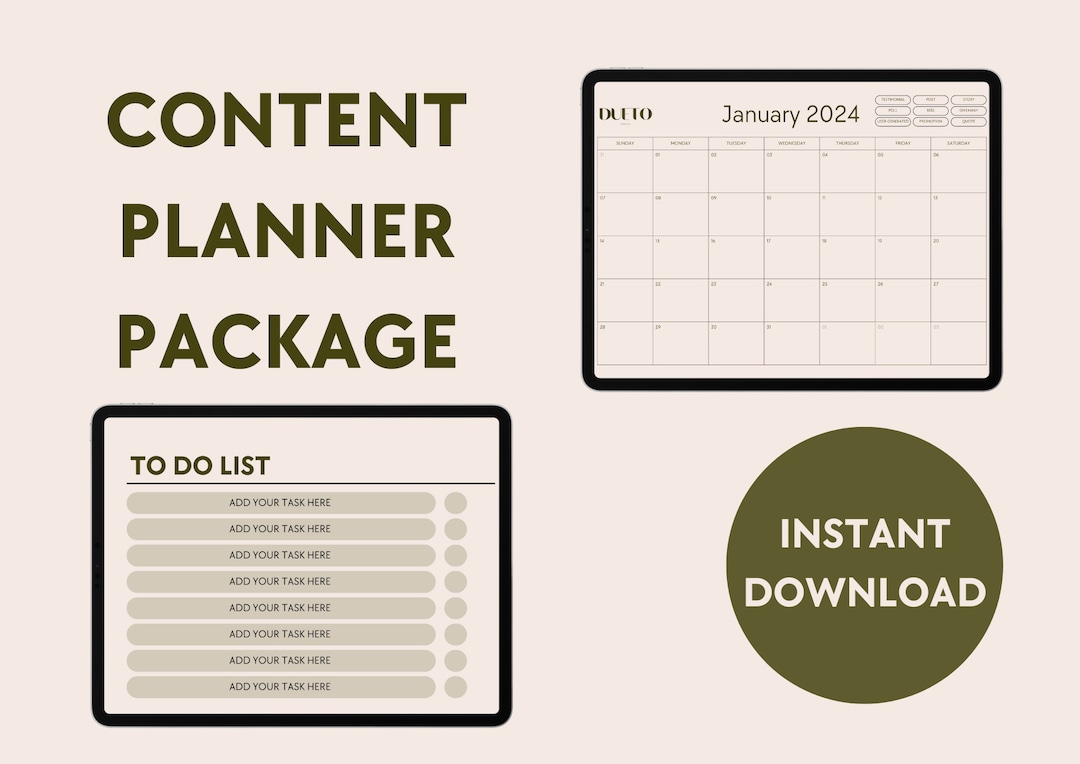 CONTENT PLANNER PACKAGE 2024 - Perfect for Social Media Managers ...