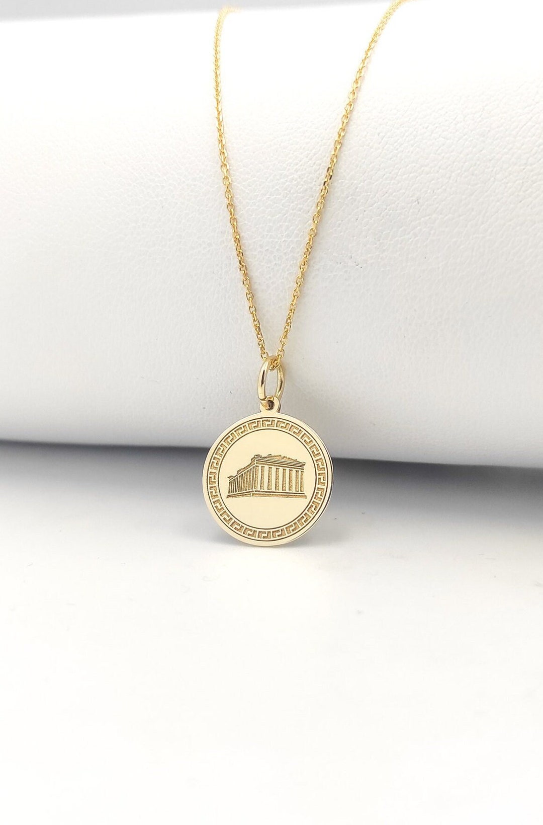 Gold Plated Parthenon Necklace, Personalized Sterling Silver Acropolis ...