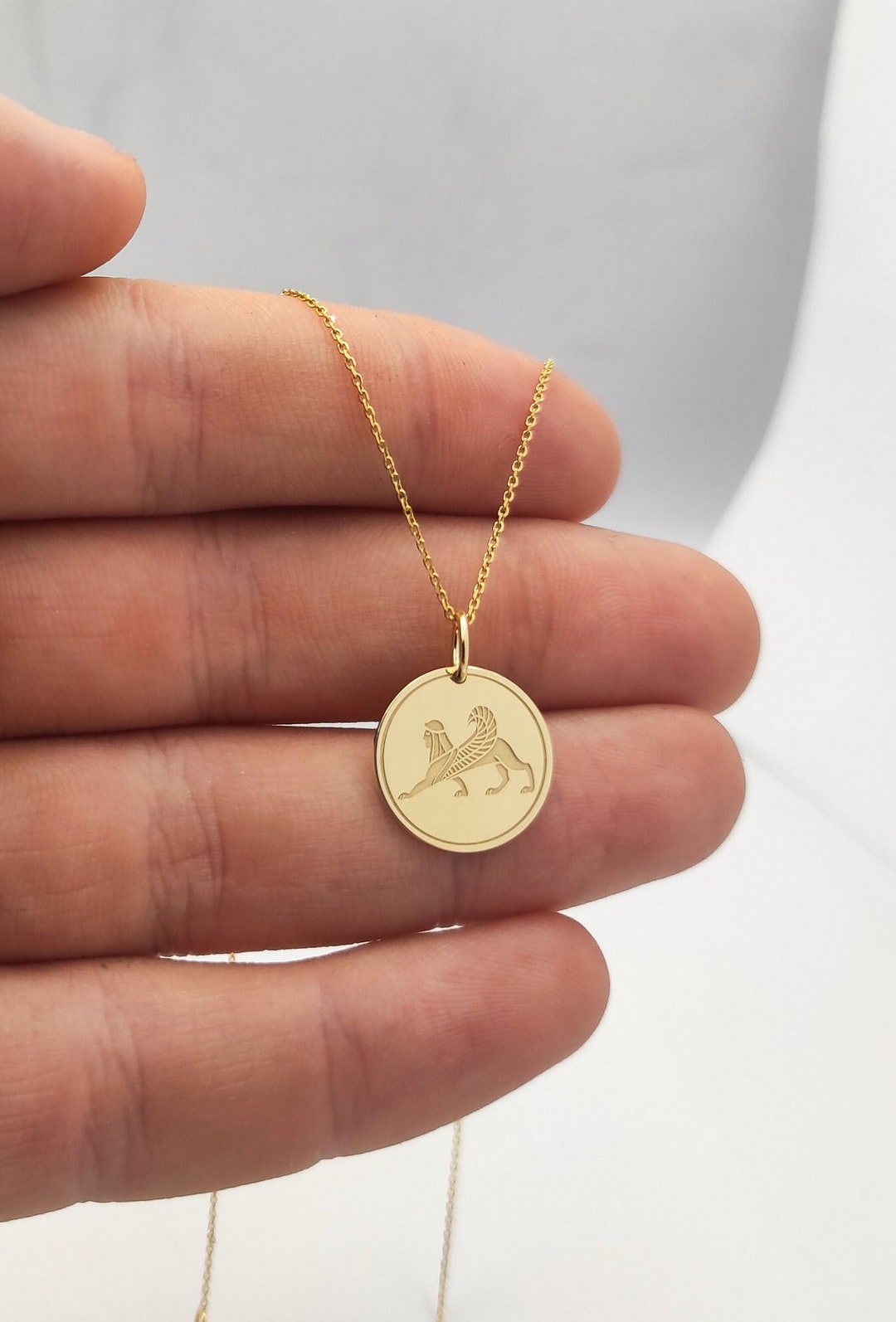 Sterling Silver Egyptian Sphinx Pendant, Mythology Necklace ...