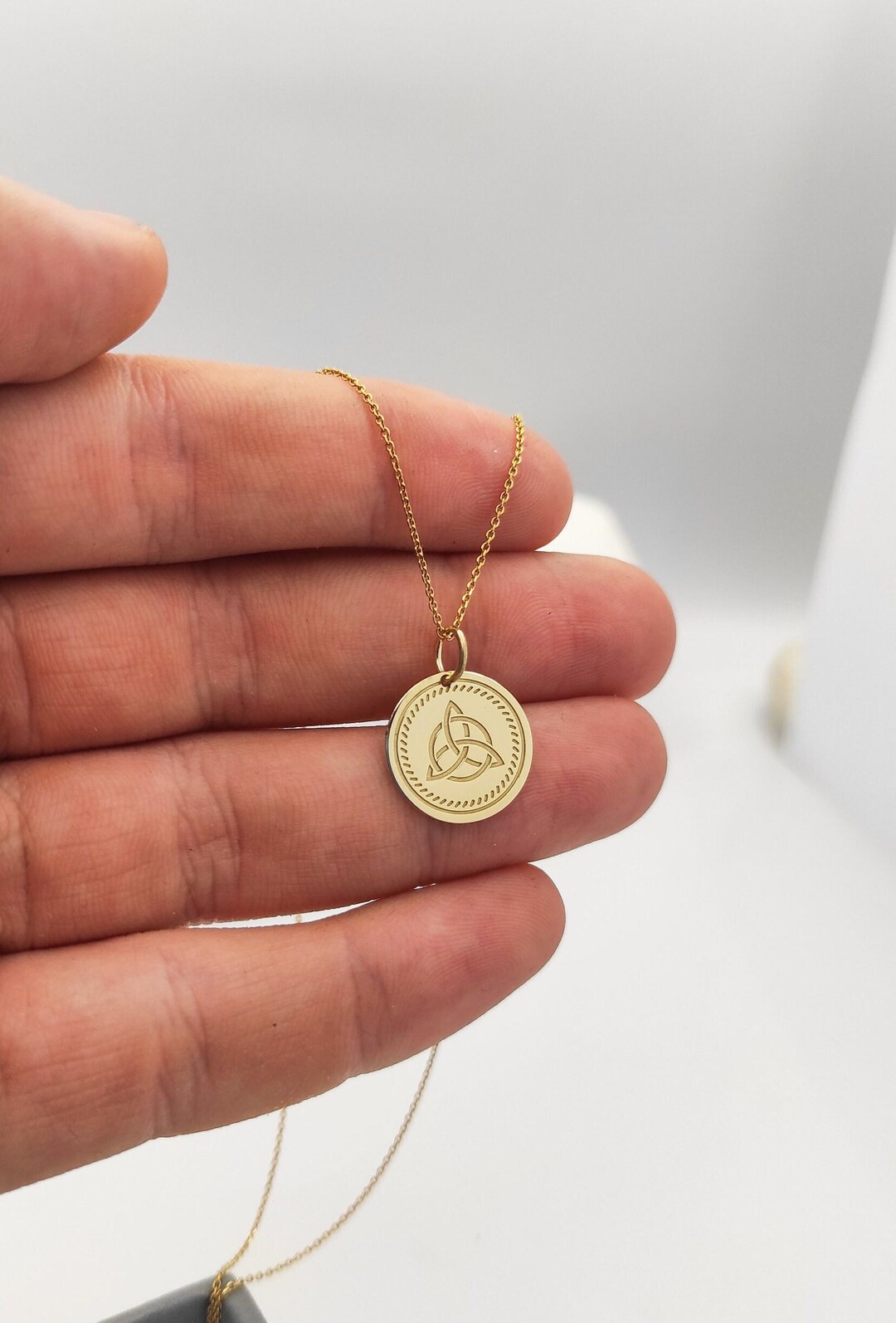 Gold Plated Triquetra Necklace, Trinity Knot Pendant, Wiccan Jewelry ...