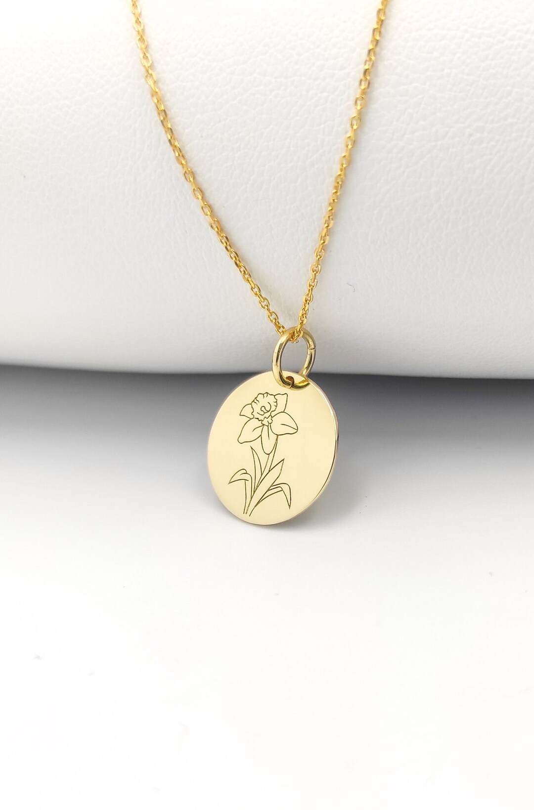 Gold Plated Daffodil Birth Month Necklace, Personalized March Birth ...