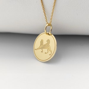 14K Solid Gold Sphinx Necklace, Egyptian Pendant, Mythology Jewelry ...
