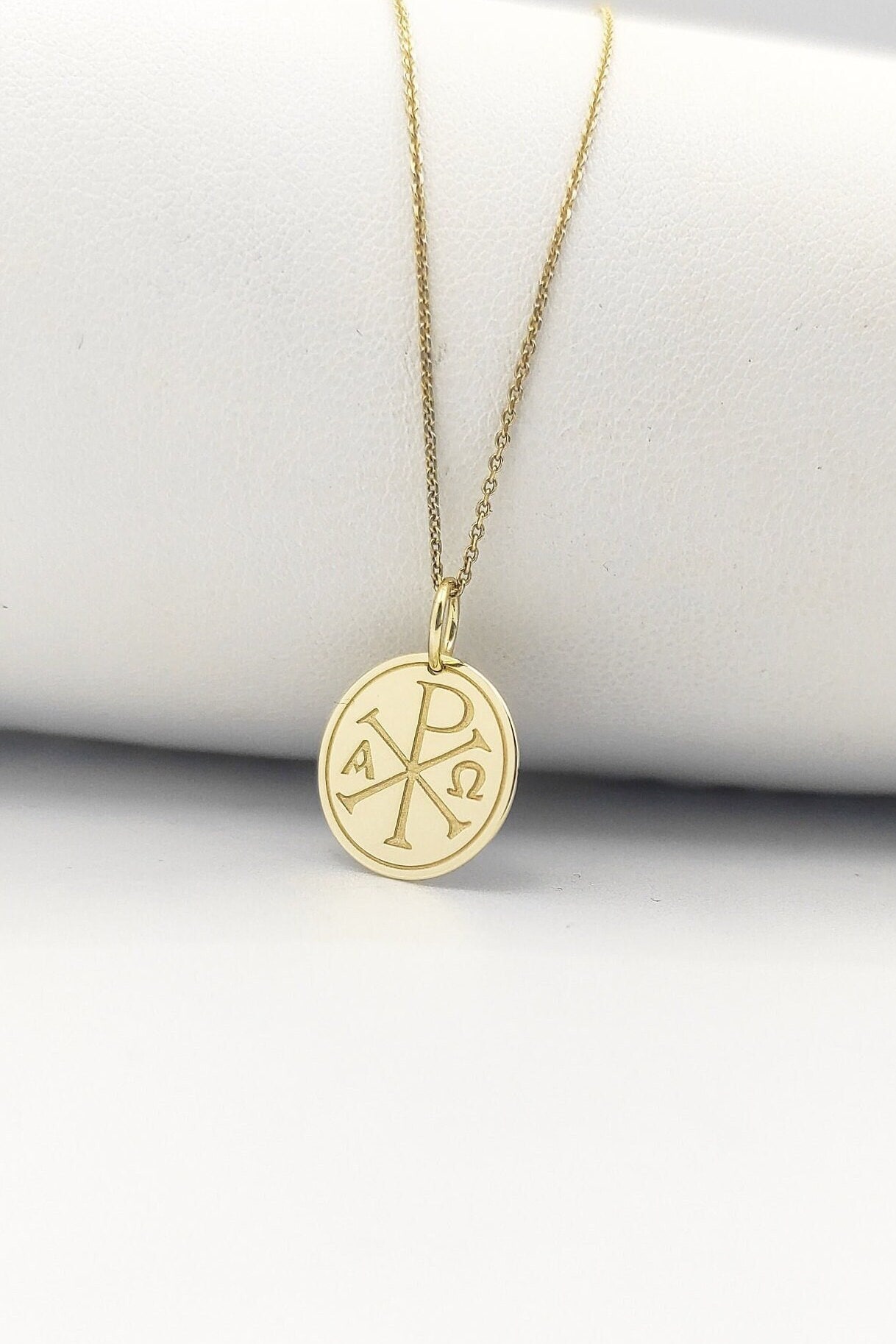 Gold Plated Chi Rho Cross Pendant, Cross Necklace, Greek Orthodox ...