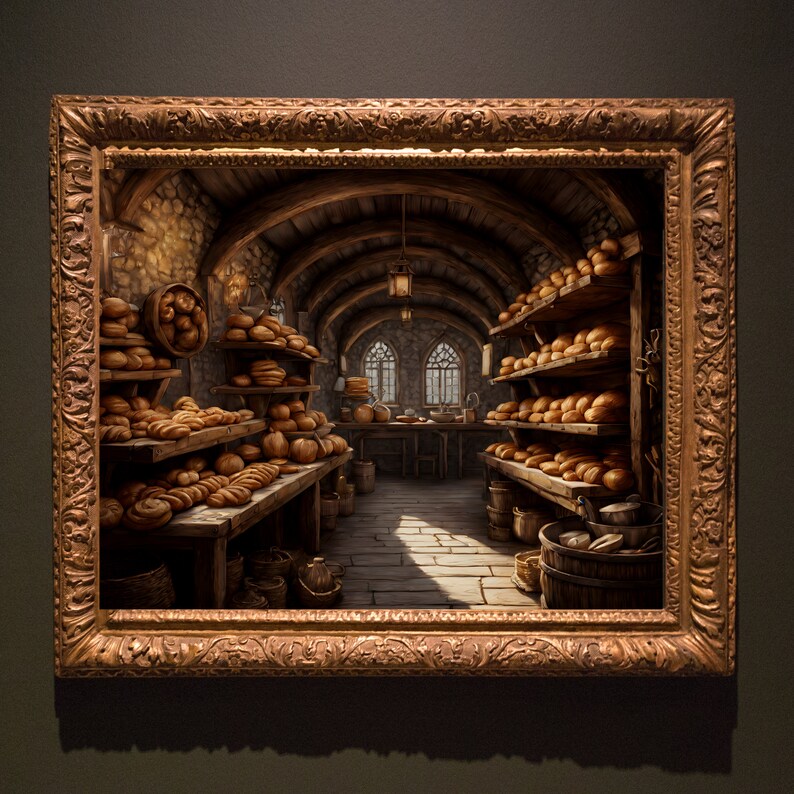 Medieval Bakery Painting O Pão Nosso our Bread Alcides Neto Warm Tone ...