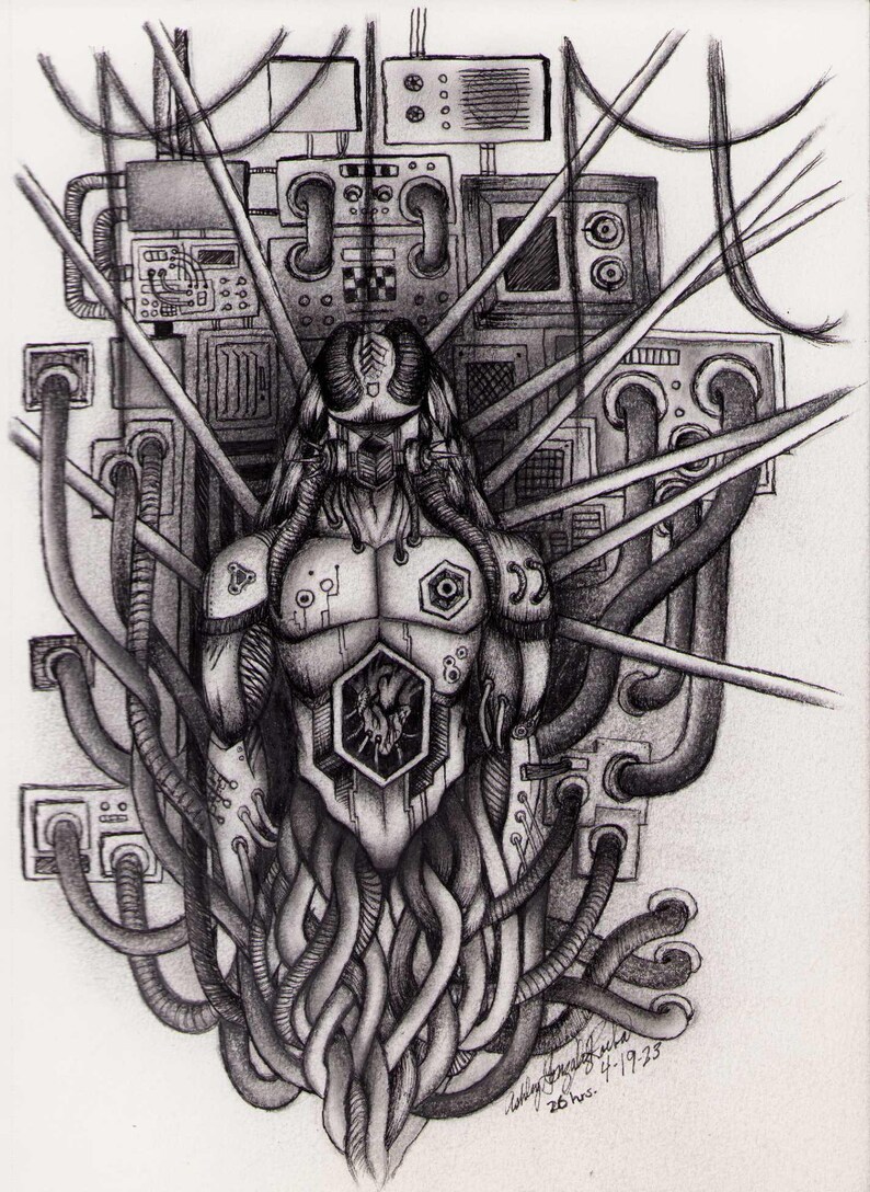 Cyborg Connected to Machines - Etsy