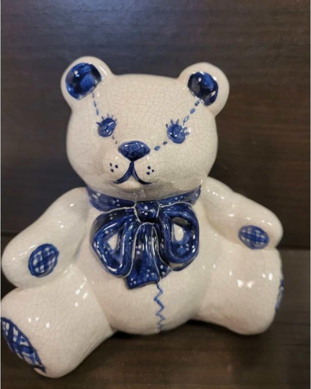 Rare Dedham Potting Shed Blue and White Pottery Crackle Bear Vintage - Etsy