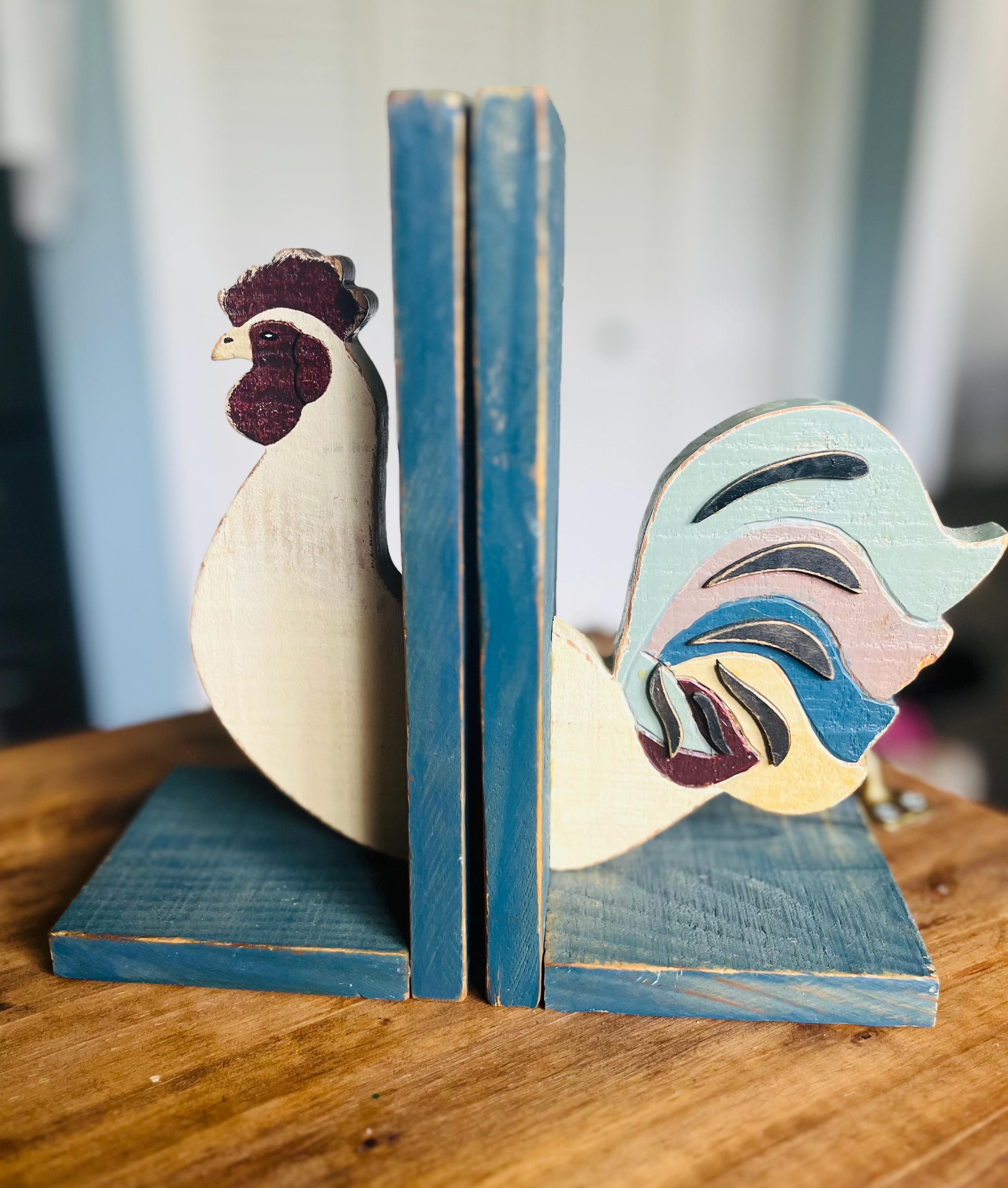 Vintage Wooden Rooster Bookends, Set of 2 - Etsy