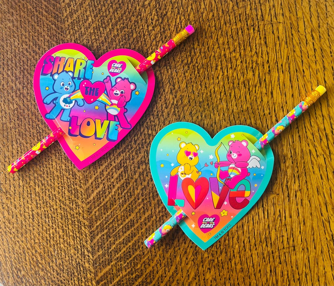 Care Bears Valentine Day Cards With Pencils, 16 Count of Cards and ...