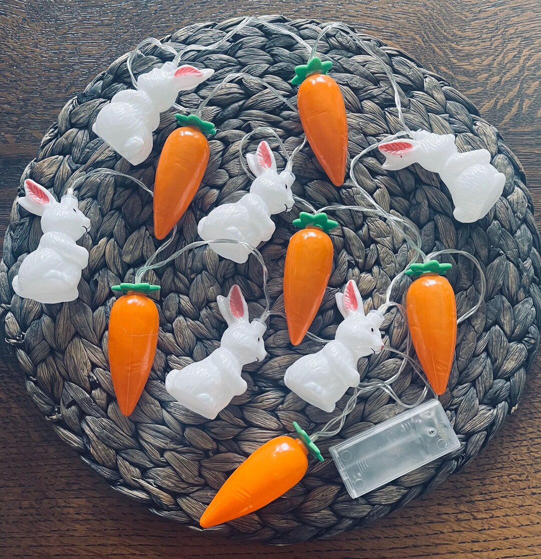 Easter Bunny Rabbit and Carrot String Lights - Etsy