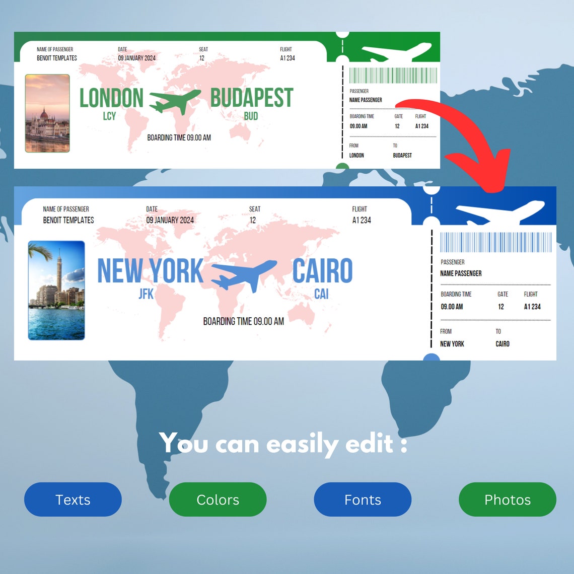 Boarding Pass Customizable Design, Canva Boarding Pass, Printable ...