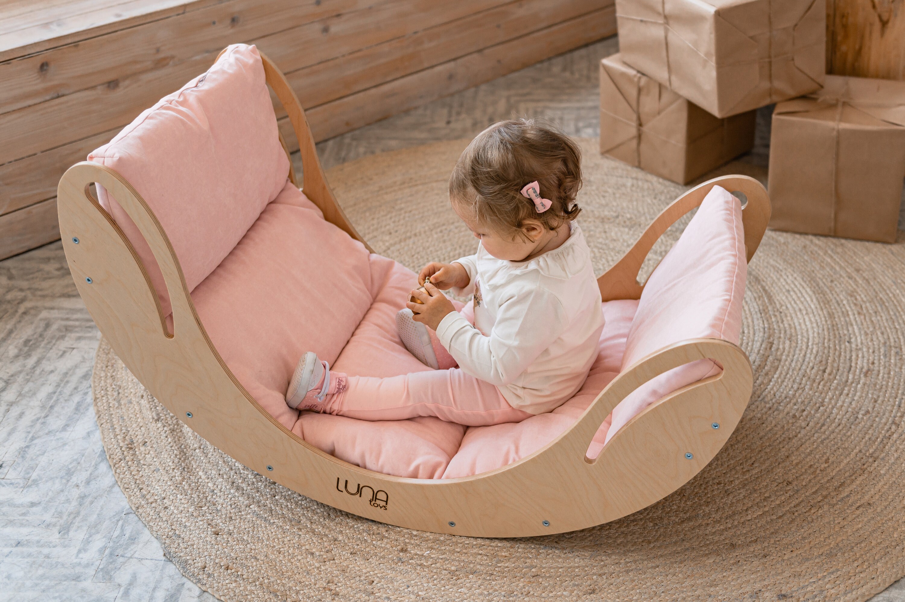 Rocking-chair Smile natural With Desk - Etsy