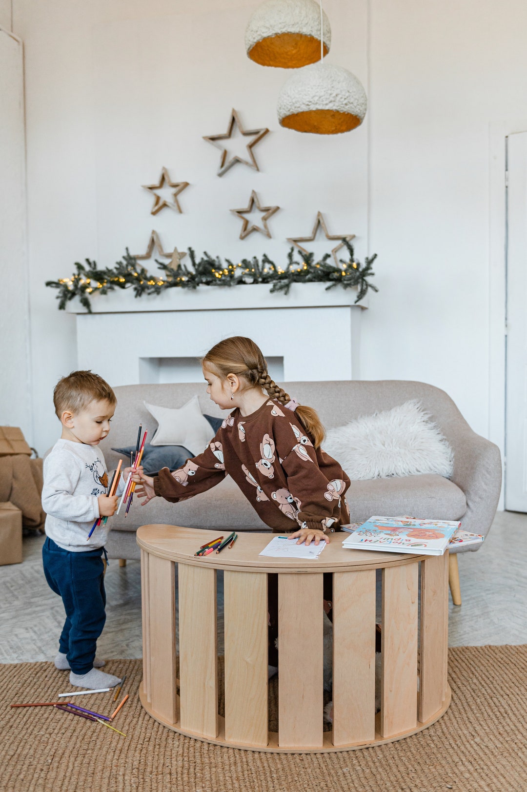 Rocking-chair Smile natural With Desk - Etsy