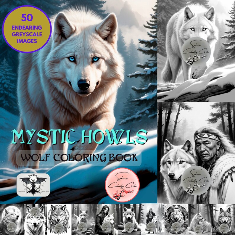 Mystic Howls: Advanced Wolf Coloring Book for Adults,grayscale Wildlife ...