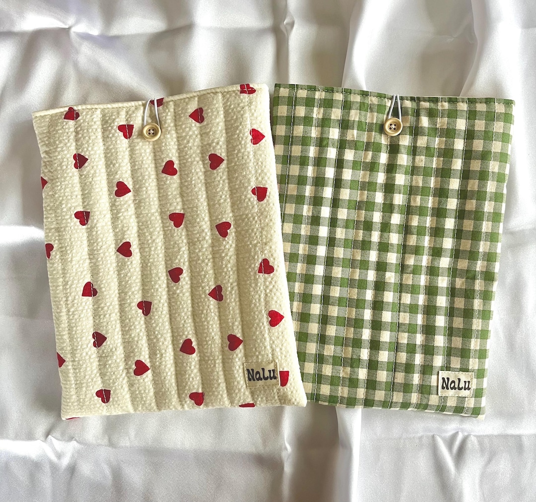 Quilted Book Cover/kindle Cover Made of Cotton With Button, Fabric Book ...